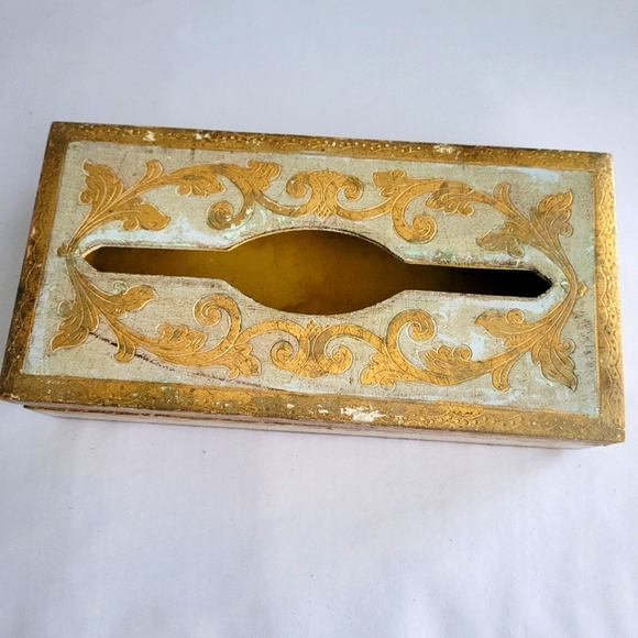 Bath | Vintage Florentia Hand Made In Italy Gold And Cream Tissue Box ...
